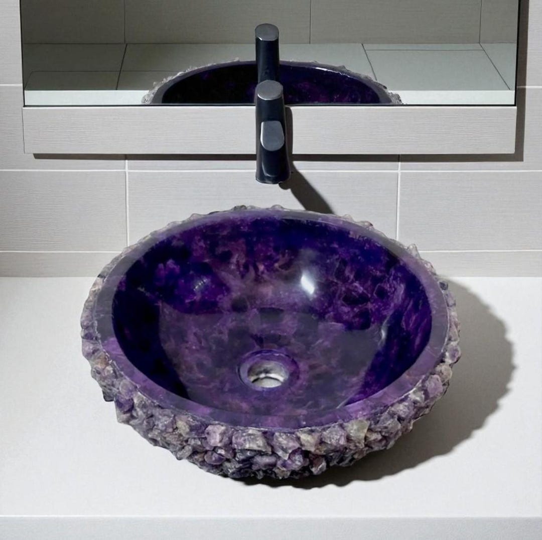 Handcrafted Amethyst Stone Sink: Luxury Gemstone Wash Basin - Etsy