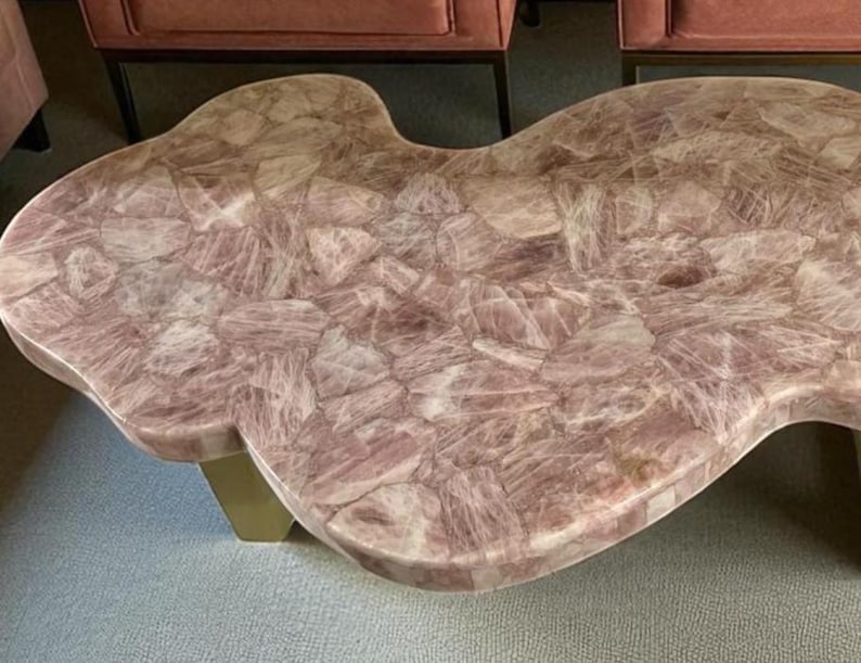 Handmade Rose Quartz Coffee Table: Luxury Gemstone Decors - Etsy UK