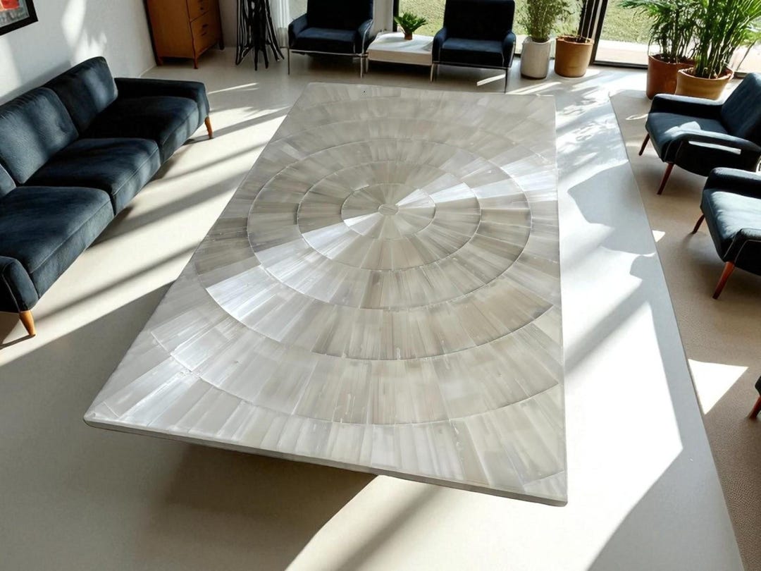 Handmade Selenite Crystal Dining Table: Modern Luxury Gemstone ...