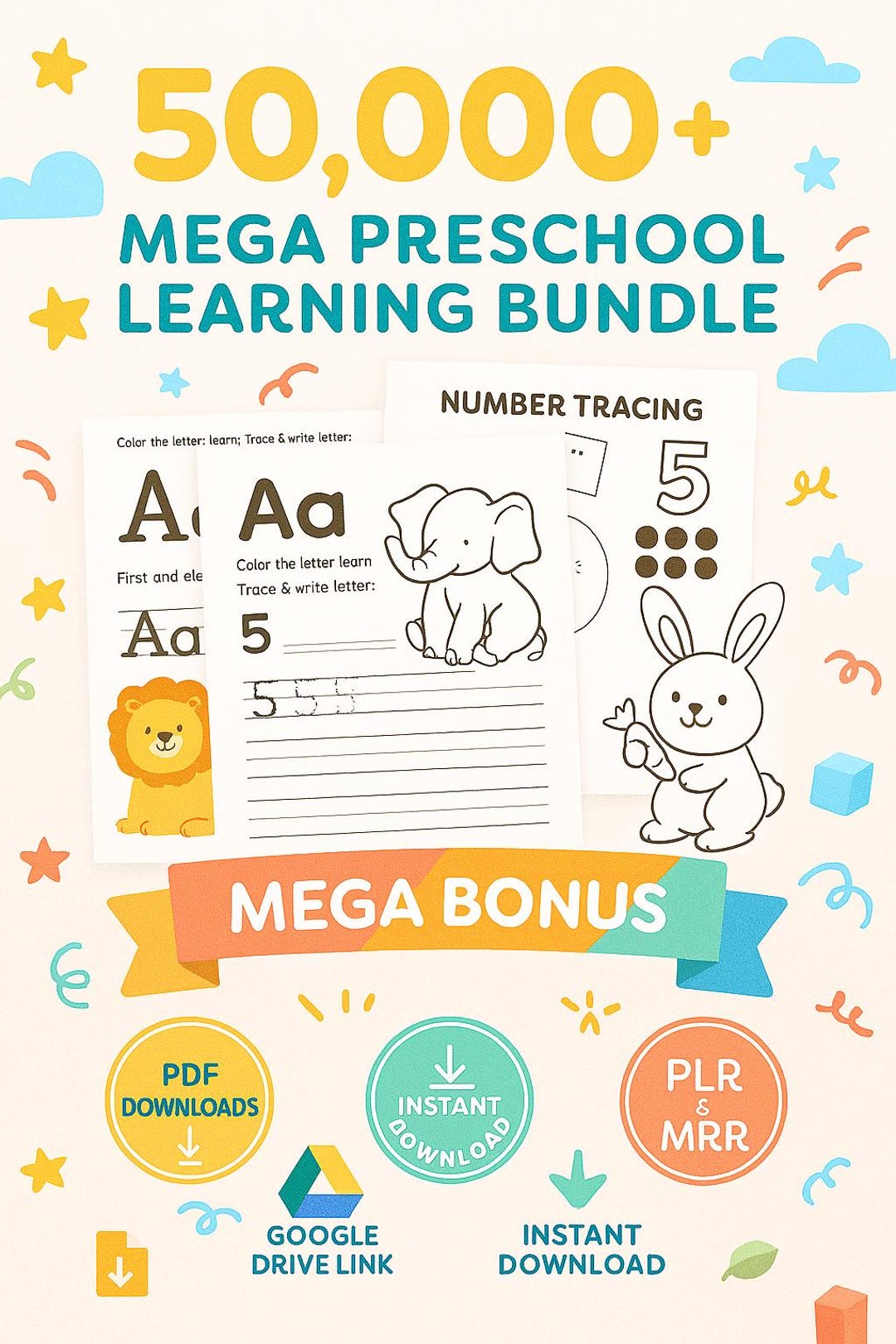 Mega Preschool Learning Bundle: 50,000+ Activity Pages (printable PLR ...