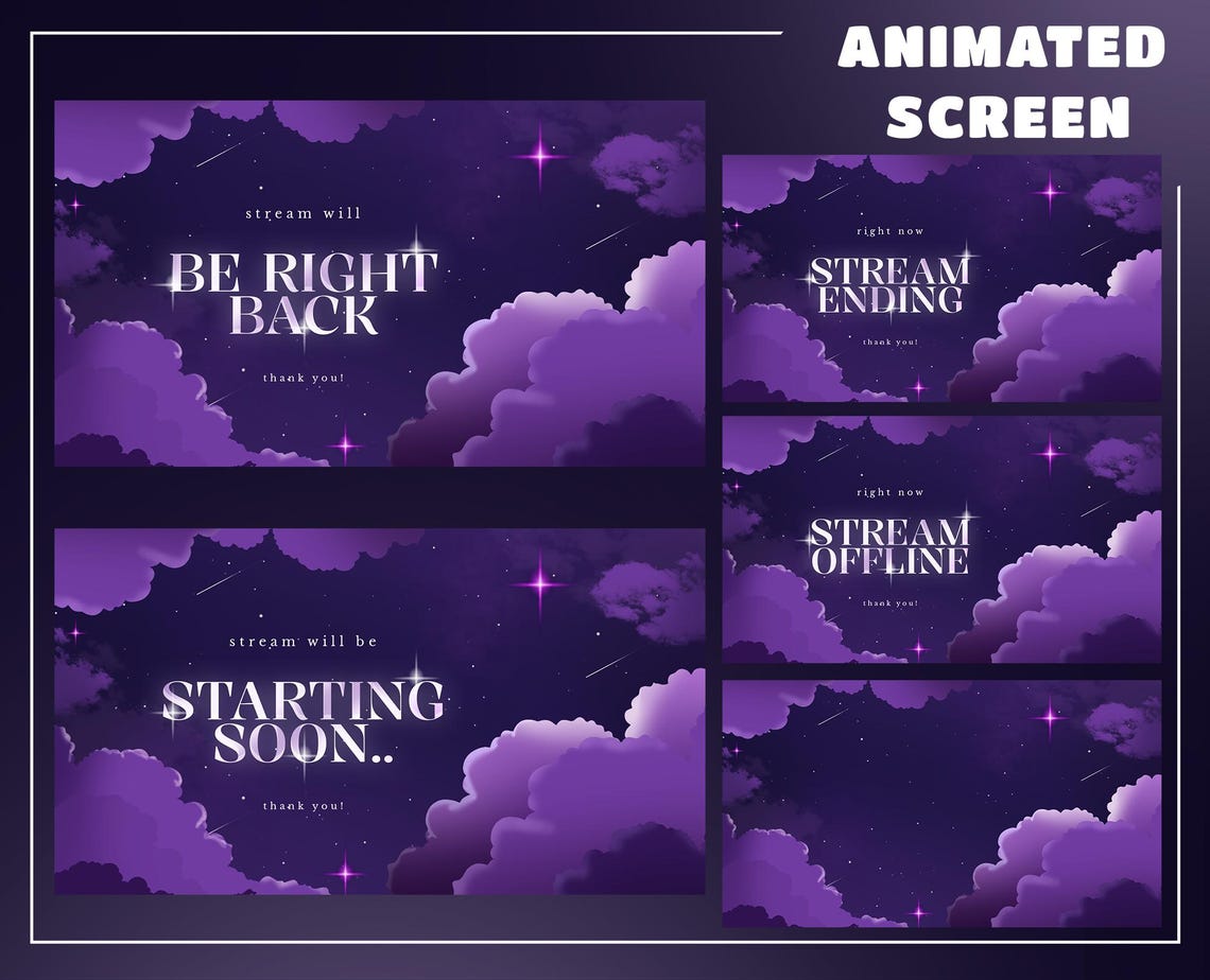 Purple Nightscape Stream Screen Overlay for Streamers – Fully Animated ...