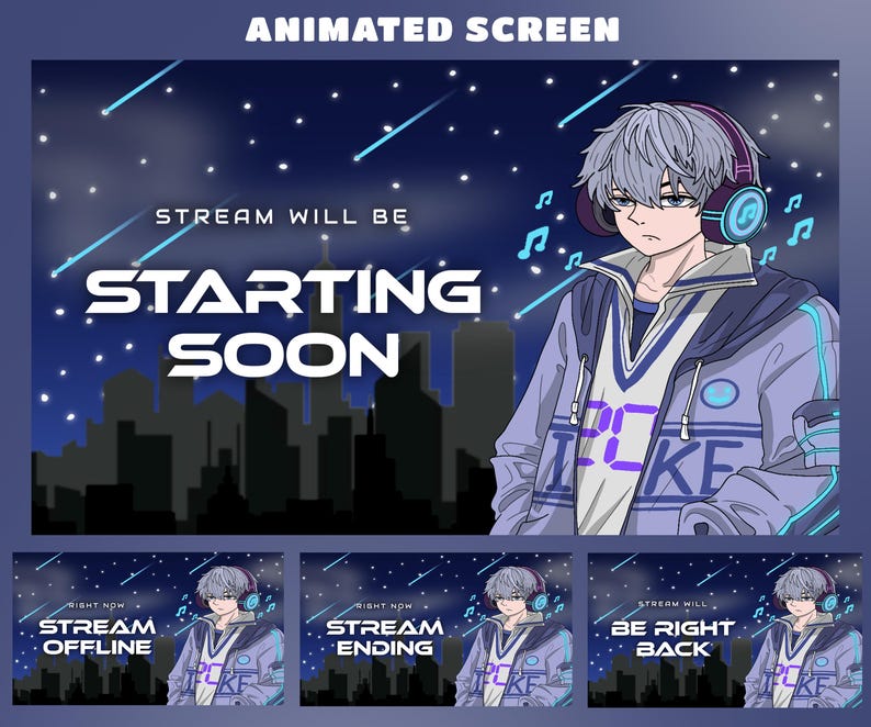 Starlit Echo Stream Overlay Bundle – Vertical Overlay + Fully Animated ...