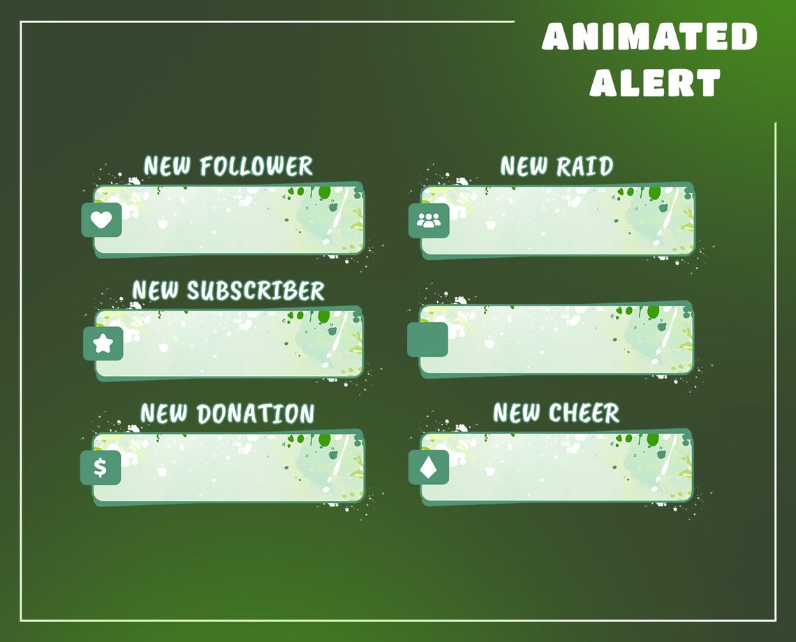 Paint Splash Stream Alert Overlay for Streamers – Fully Animated, Green ...