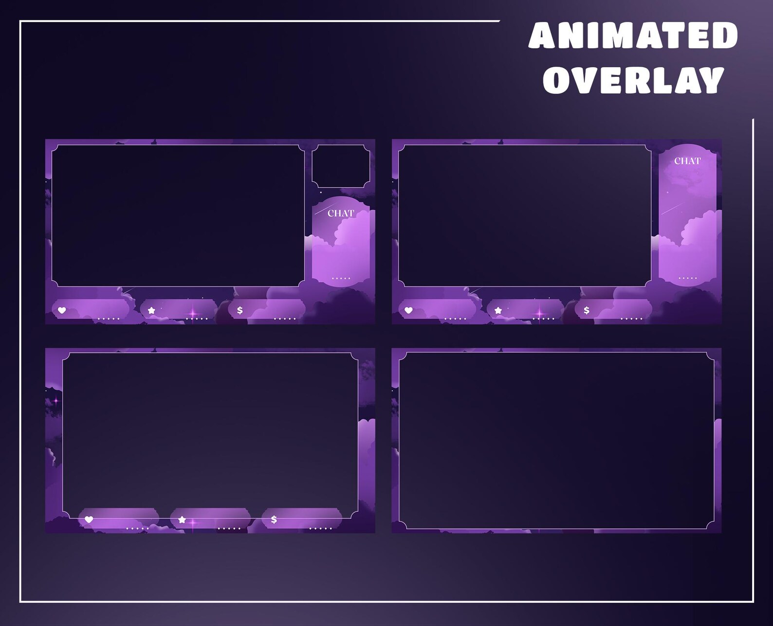 Purple Nightscape Stream Overlay for Streamers – Fully Animated + Setup ...