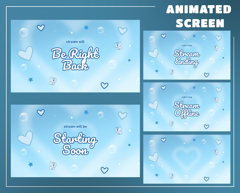 Starry Love Stream Screen Overlay for Streamers – Fully Animated, White ...