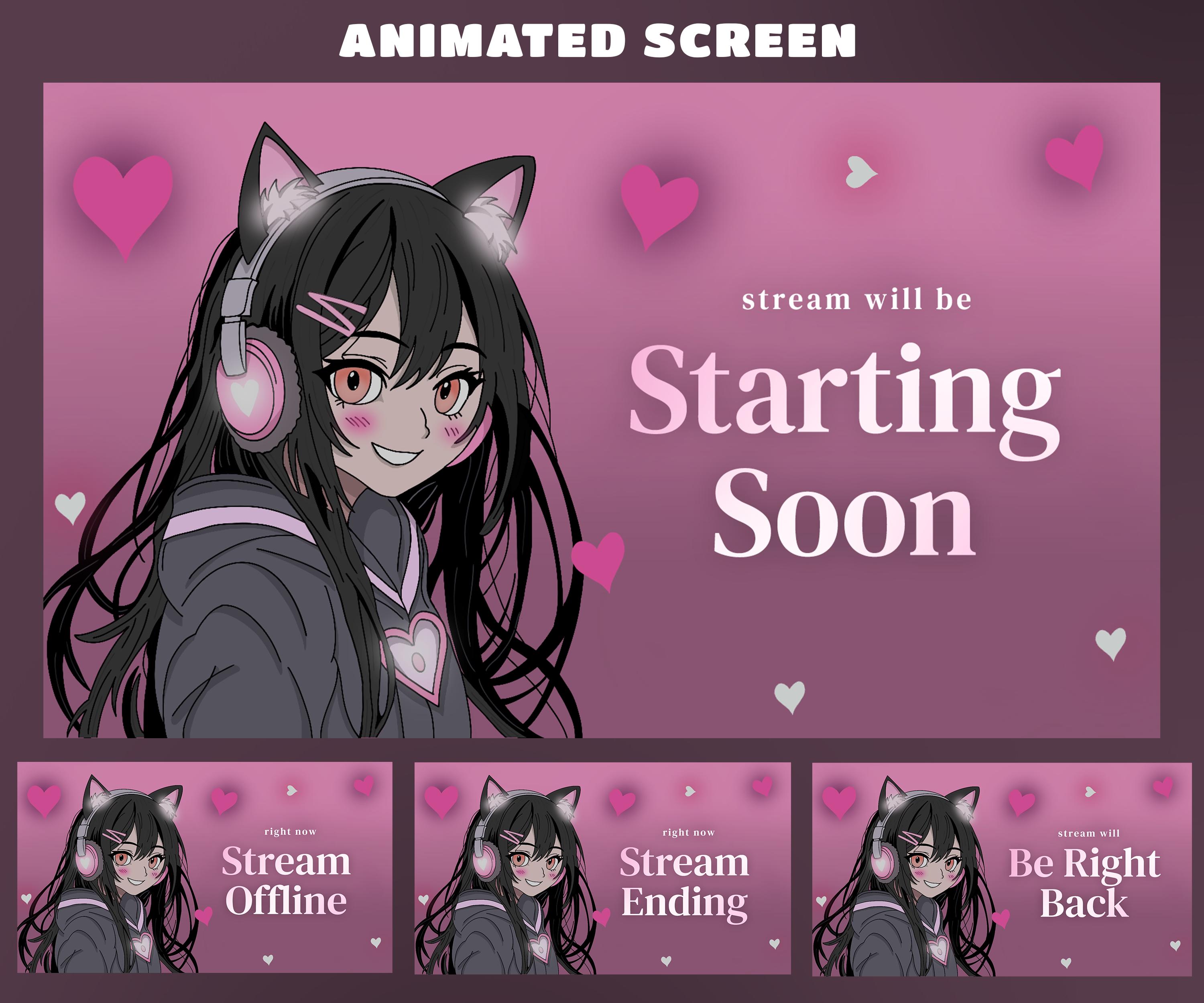 Pink Melody Stream Screen Overlay Streamers, Valentine Stream, Fully ...
