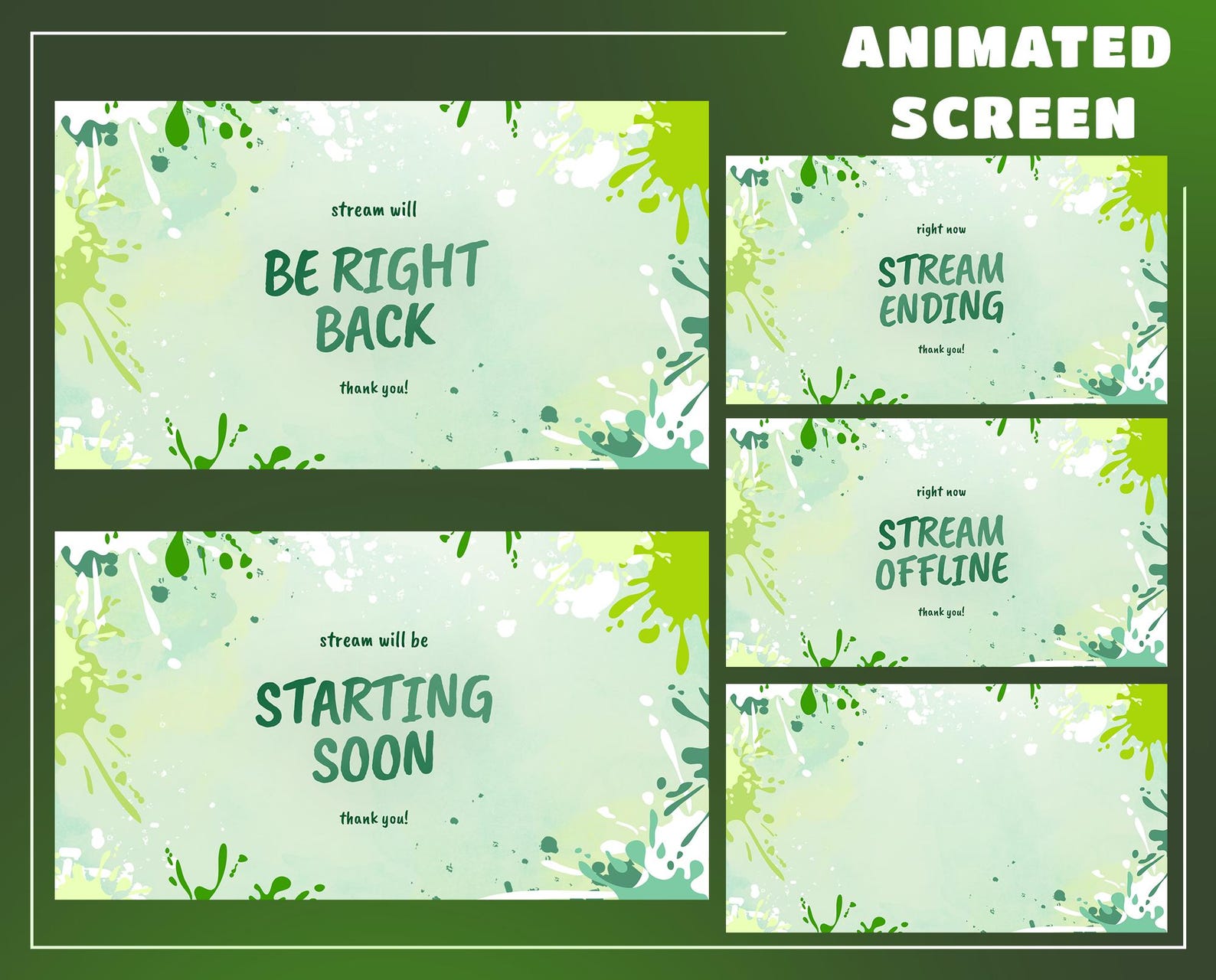 Paint Splash Stream Overlay, Green Vtuber Theme, Green Abstract Theme ...