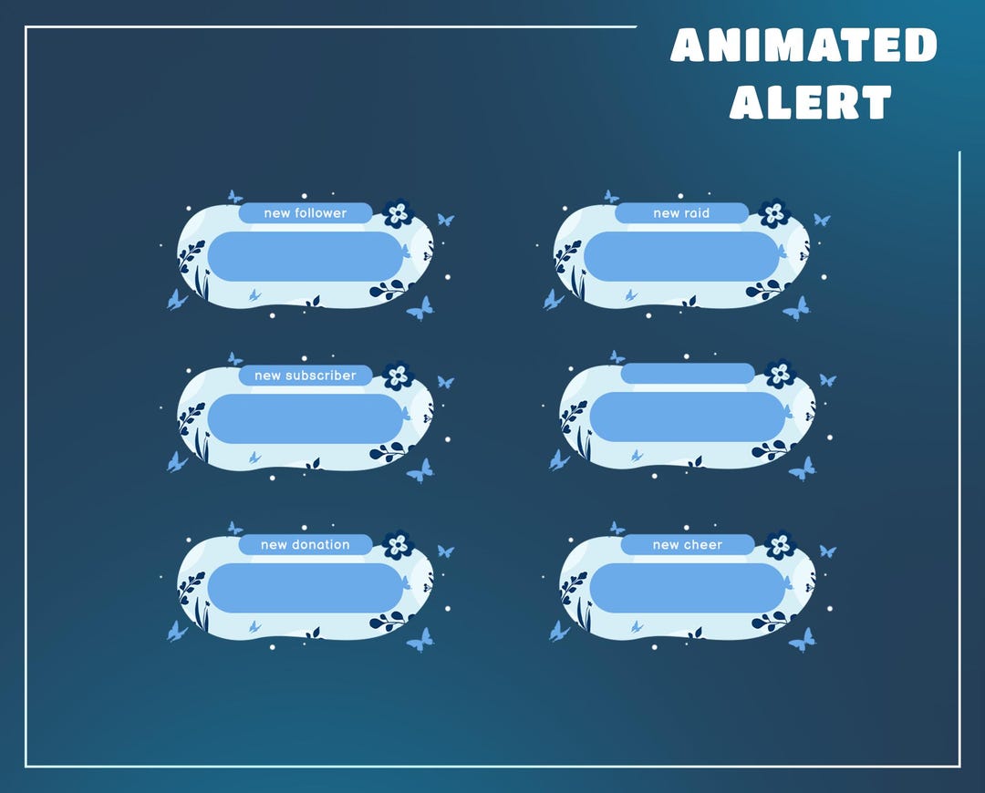 Butterfly Garden Animated Stream Alerts – Blue Nature Vtuber Overlay ...