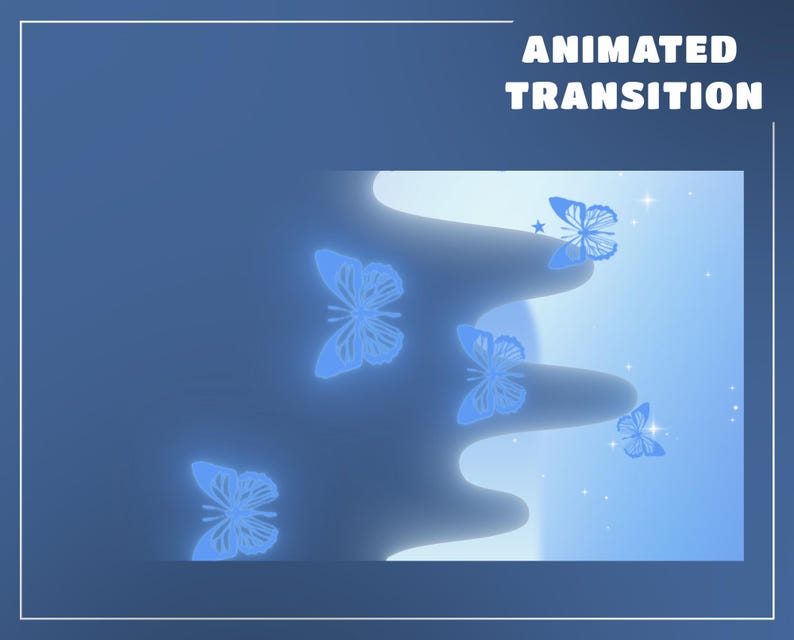 Butterfly Stream Overlay, Cozy Blue Kawaii Design, Dreamy Blue ...