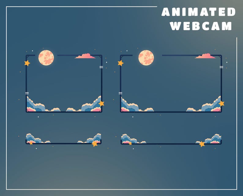 Moonlit Night Animated Stream Overlay – Blue Pastel Twitch (digital ...