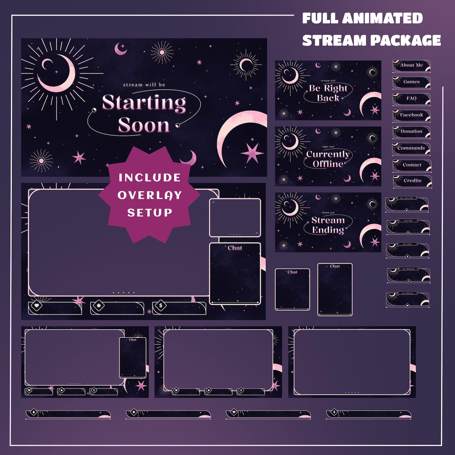 Animated Starlight Stream Overlay: Celestial Twitch Screens (digital ...