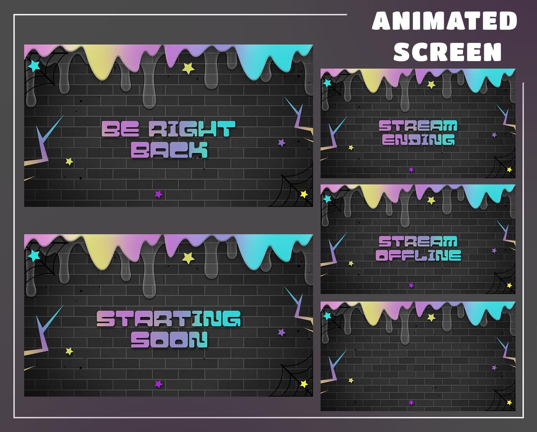 Pastel Halloween Stream Overlay, Spooky Drips, Brick Wall, Neon Slime ...