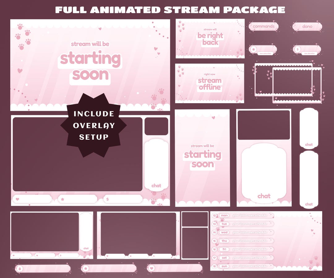Sweet Paws Stream Overlay Bundle Vertical Overlay Fully Animated ...