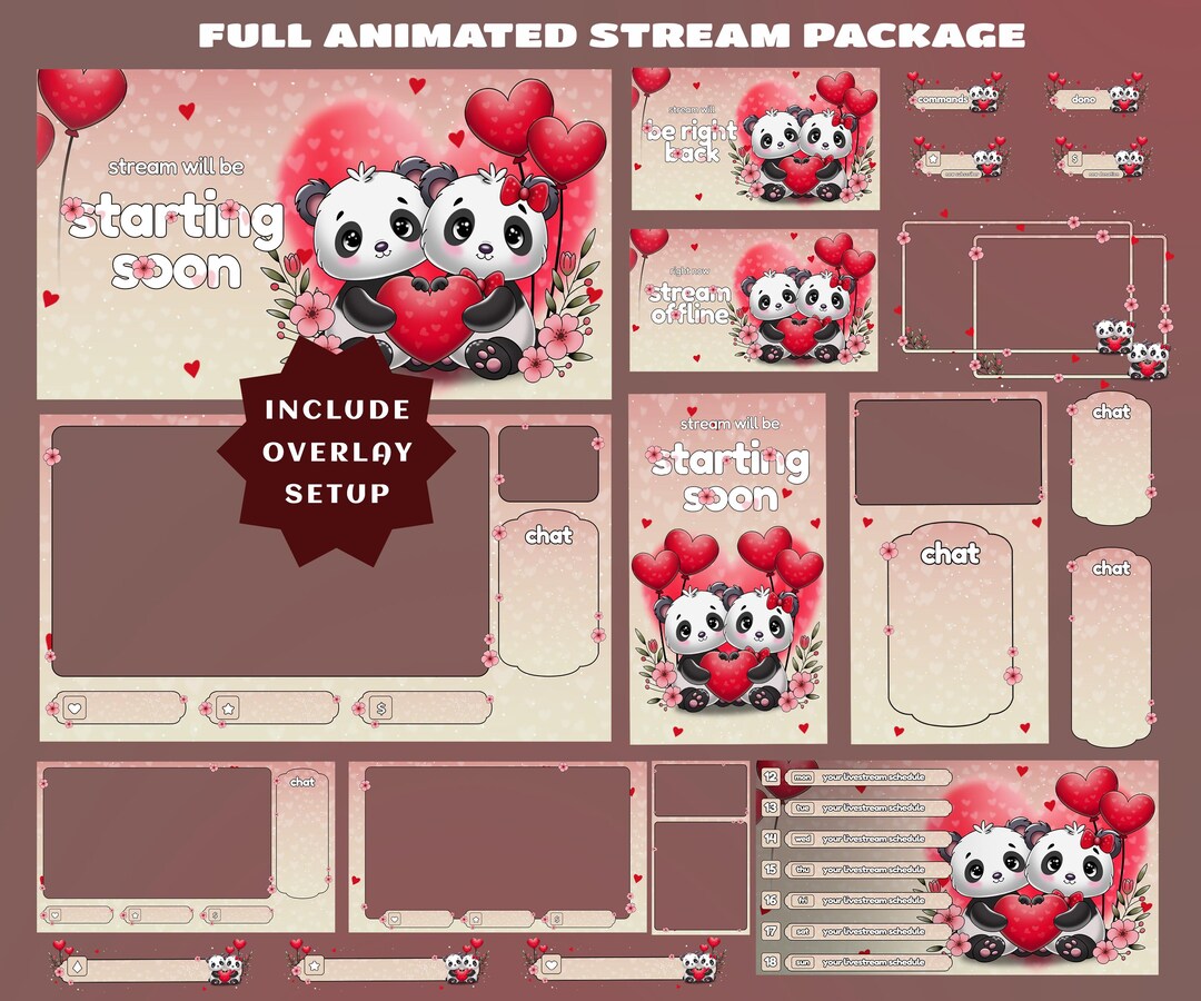 Sweet Valentine Stream Overlay Bundle – Vertical Twitch + Fully ...