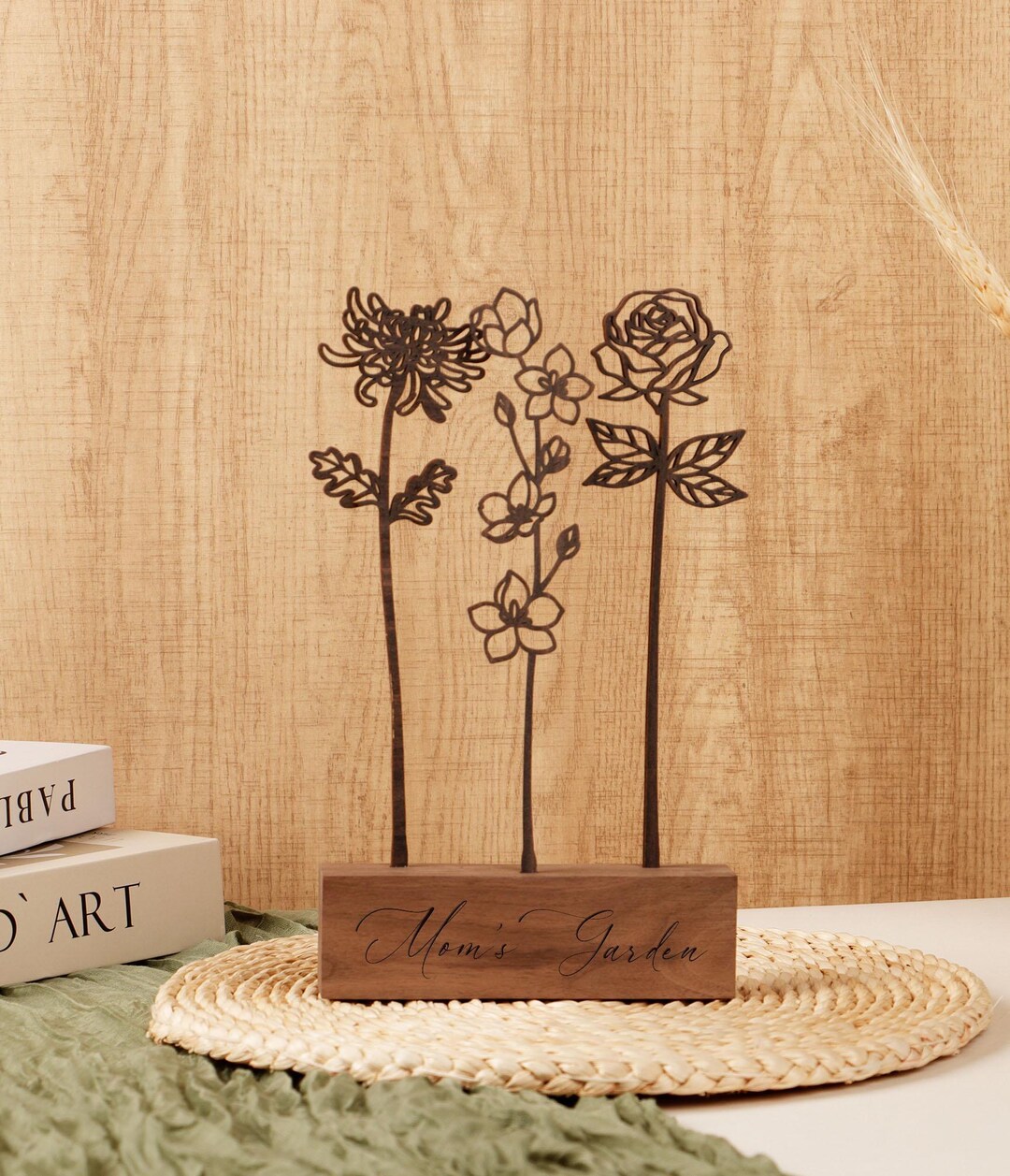 Custom Grandma Garden, Wood Birth Flower for Mom, Birth Month Bouquets ...