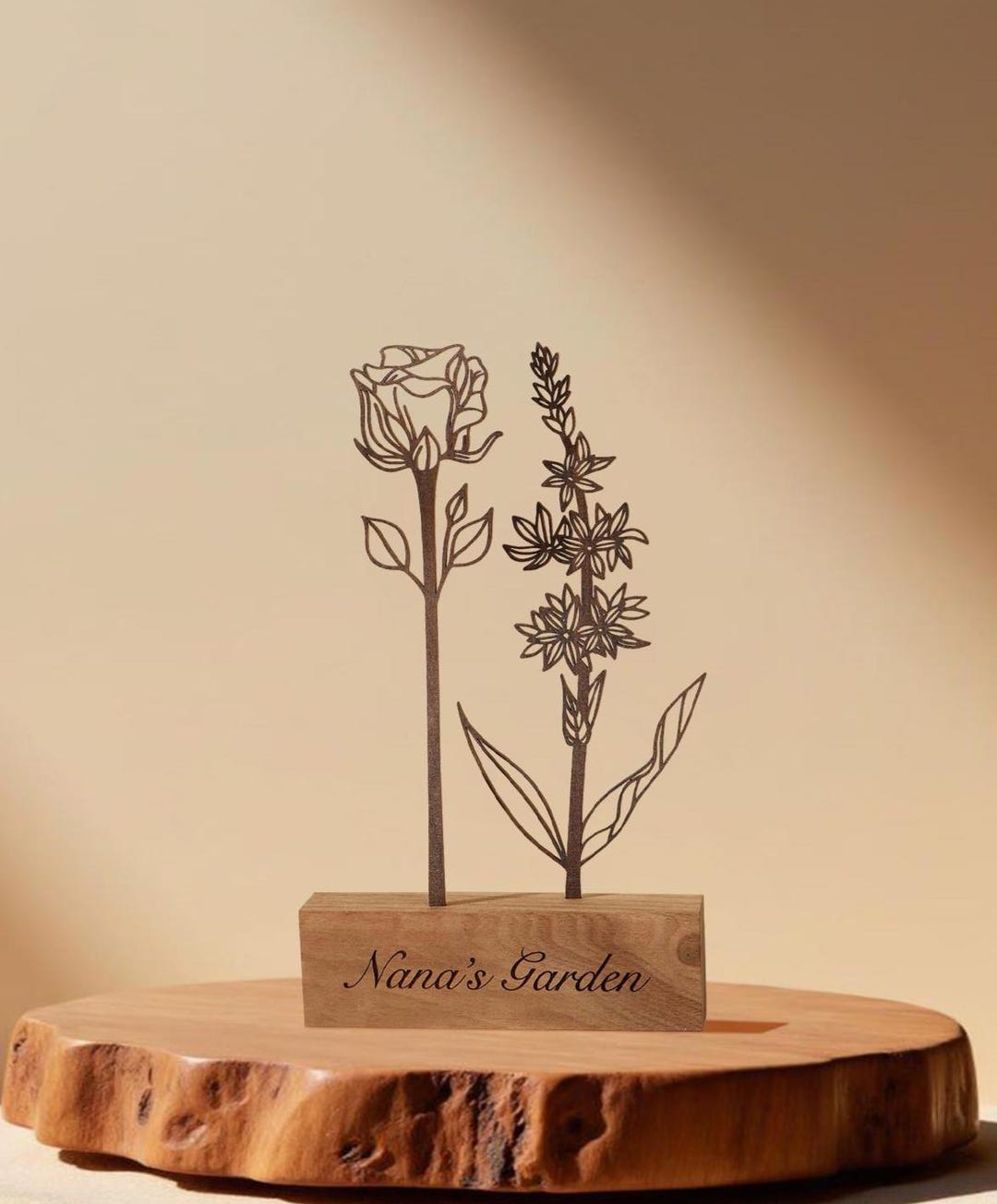 Custom Wooden Birth Flower Garden: Engraved Keepsake Gift for Mom, Wood ...