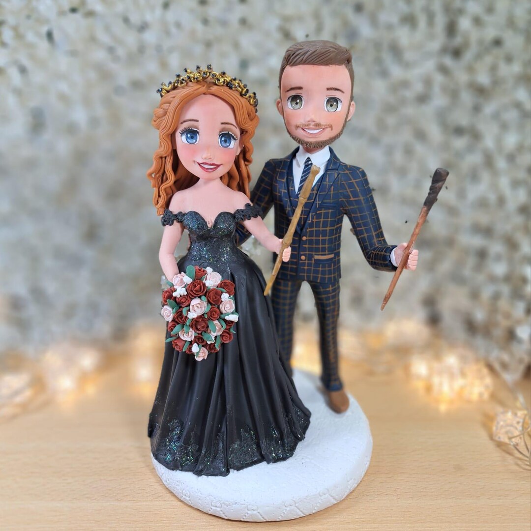Custom Magic Wand Wedding Cake Topper, Personalized Bride and Groom ...