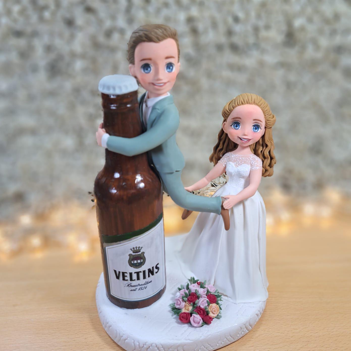 Personalized Beer Wedding Cake Topper: Bride & Groom Figurine - Etsy