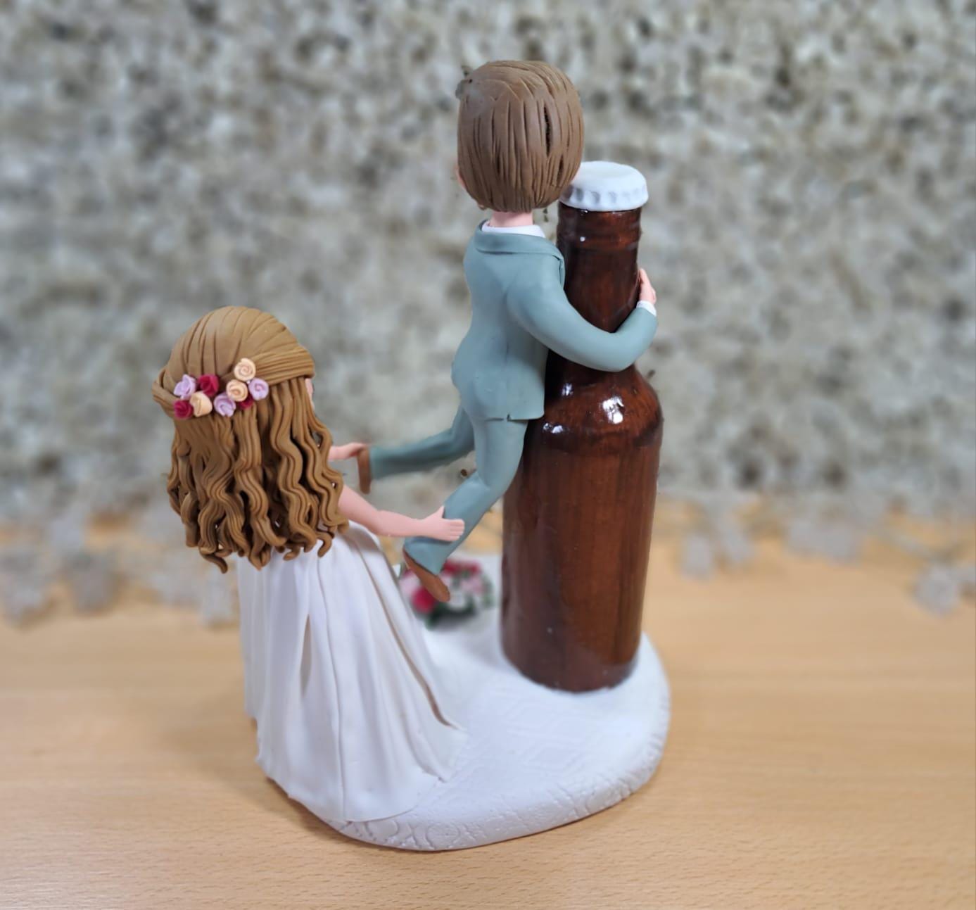 Personalized Beer Wedding Cake Topper: Bride & Groom Figurine - Etsy