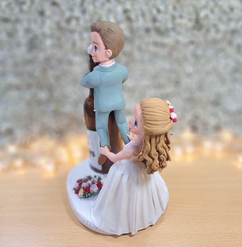 Personalized Beer Wedding Cake Topper: Bride & Groom Figurine - Etsy