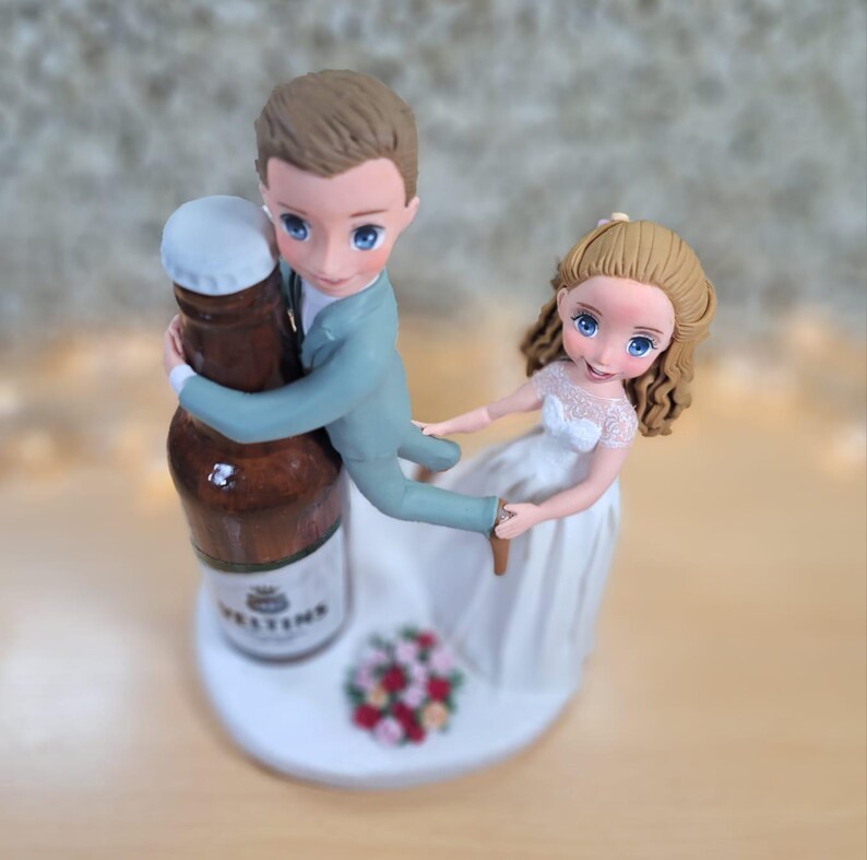 Personalized Beer Wedding Cake Topper: Bride & Groom Figurine - Etsy