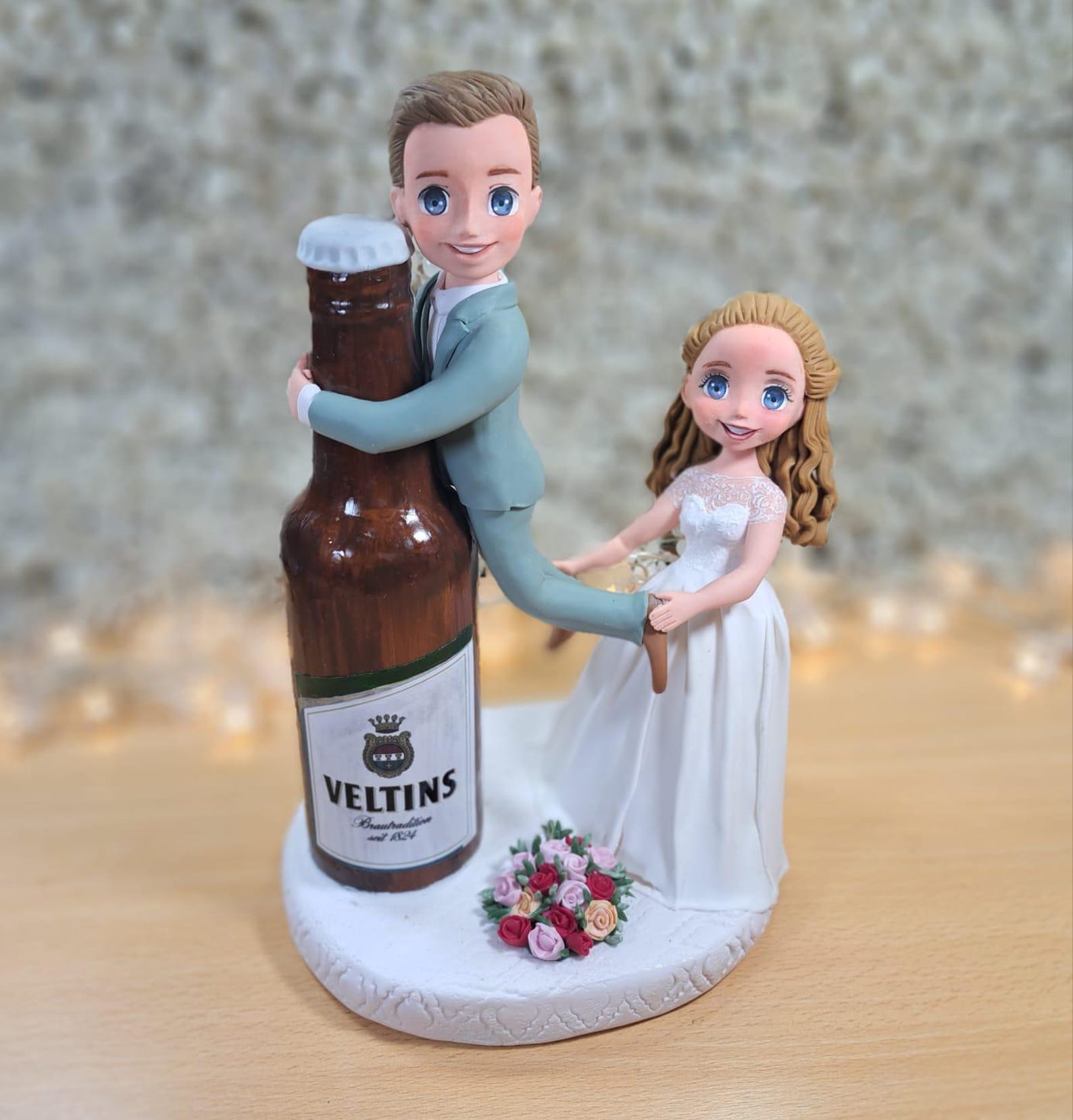 Personalized Beer Wedding Cake Topper: Bride & Groom Figurine - Etsy