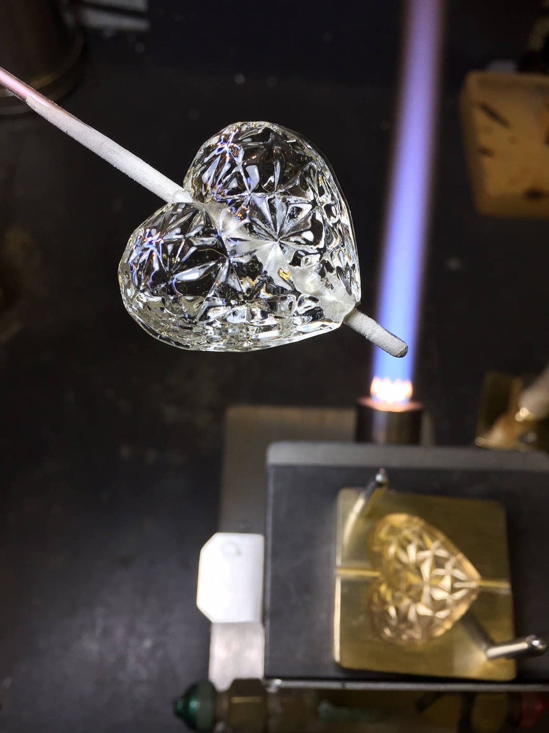 Crystal Heart Lampwork Press 35mm Across the Shoulders 29mm Along ...