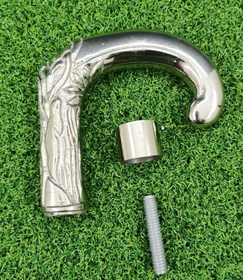 Vintage Solid Brass Silver Head Cane Handle for Walking Stick Handmade ...