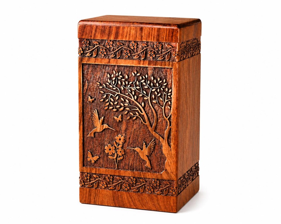 Handmade Funeral Wood Urn for Ashes, Tree Urn for Human Ashes Cremation ...
