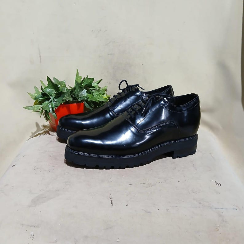 Handmade Black Leather Elevator Shoes: Height Increasing Formal Dress ...