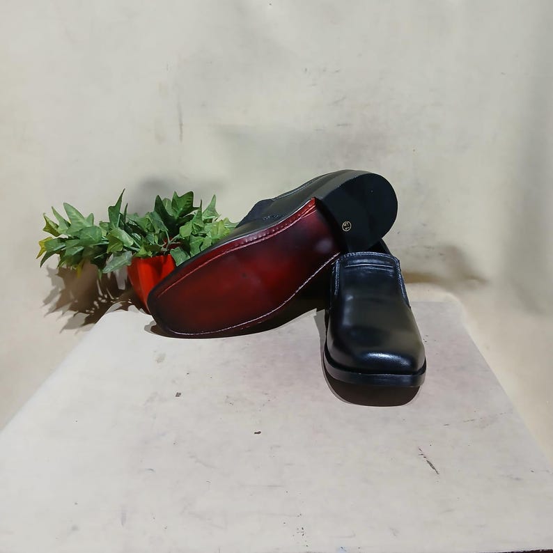 Men's Black Leather Elevator Loafers | Height Increasing Dress Shoes - Etsy