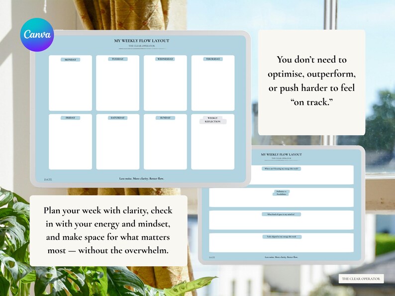 Weekly Flow Planner Template, Printable, Digital, Mindful Productivity ...