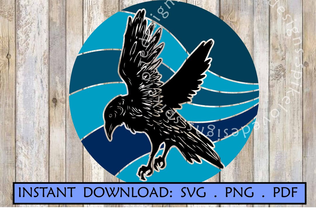 Raven in the Sky SVG Crow Flying Svg Hunting Svg Camping Clipart ...