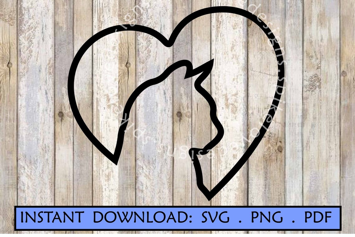 Cat Heart SVG Kitten Silhouette Valentine Design Cat Pet - Etsy