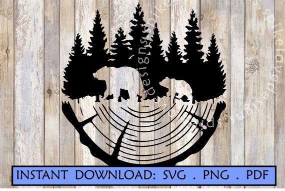 Tree Stump Bear and Cubs SVG Forest Wildlife Scenery Hunting - Etsy
