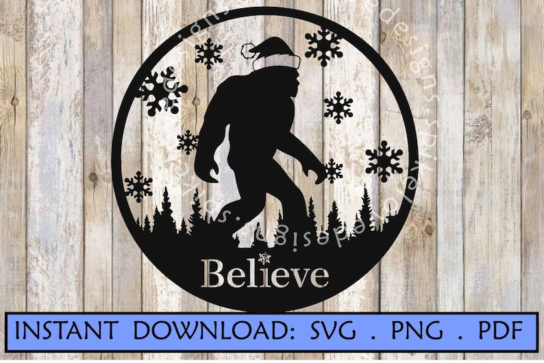 Sasquatch Santa Believe SVG Christmas Bigfoot Yeti Abominable Snowman ...