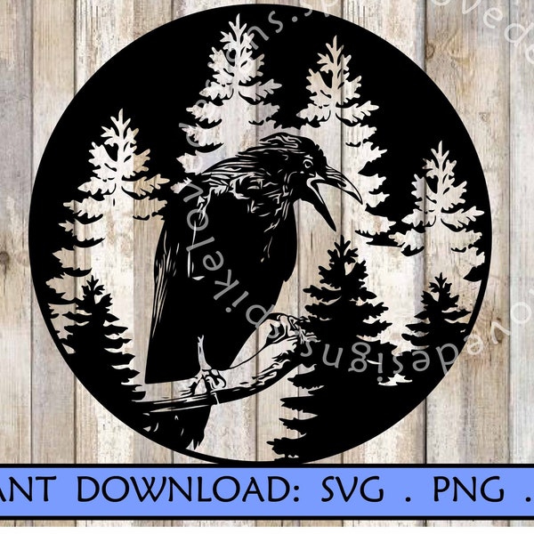 Crow in Tree - Etsy