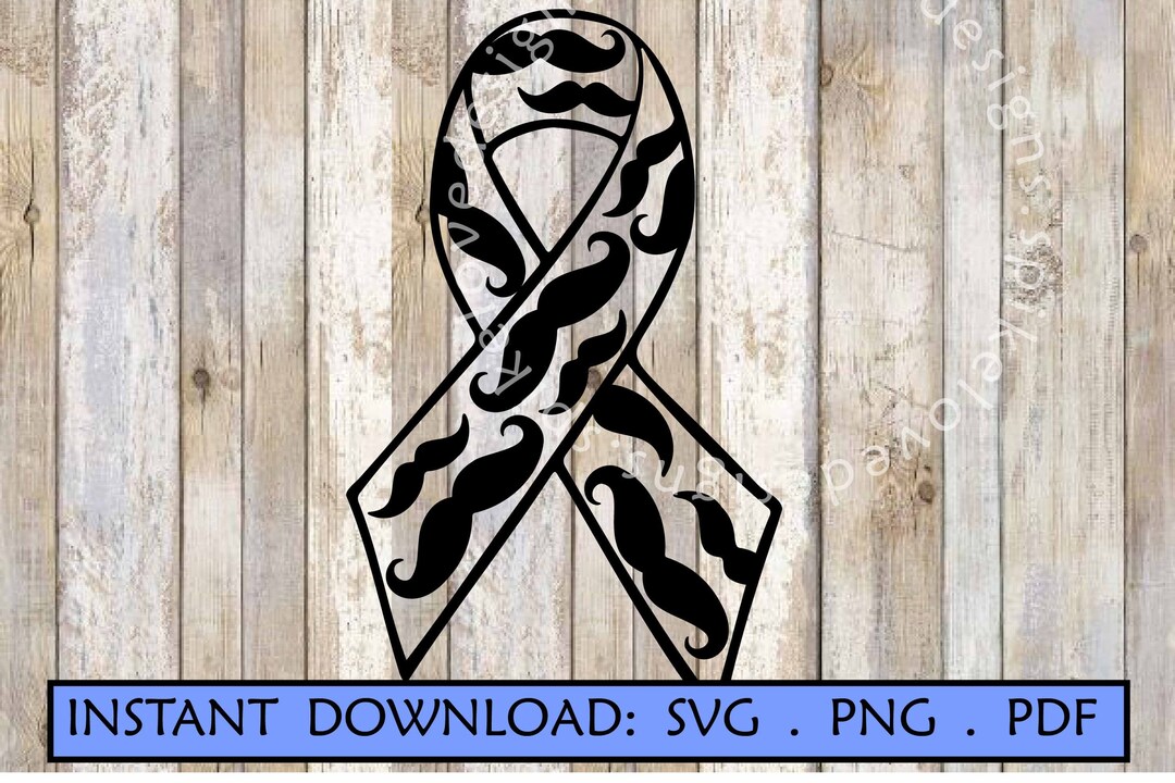 Mustache Cancer Ribbon SVG Movember Prostate Cancer Awareness Design - Etsy