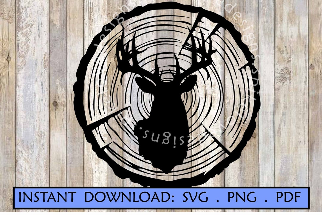 Tree Stump Big Buck Deer SVG Forest Wildlife Scenery Hunting Camping ...