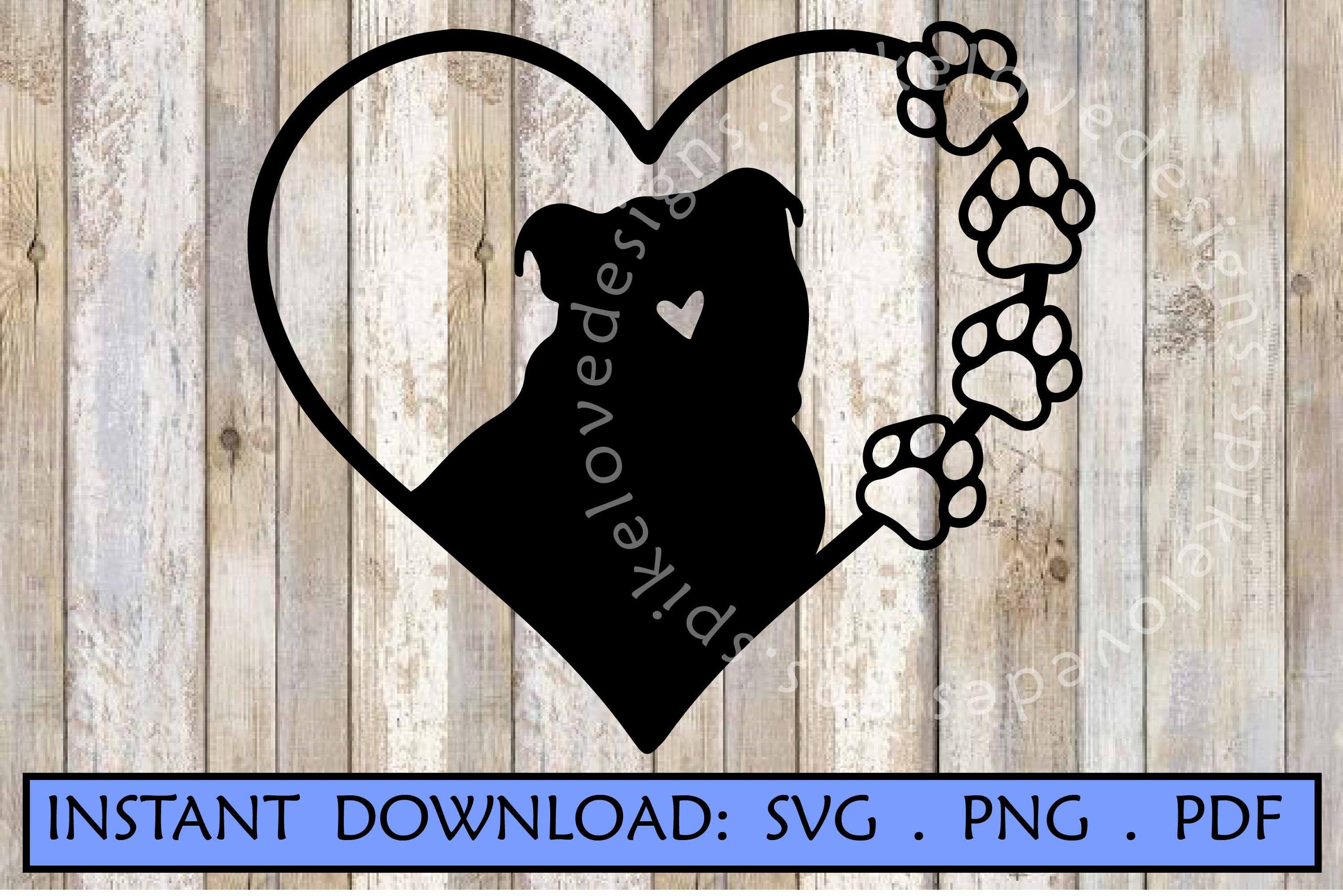 Bulldog Heart SVG Bulldog Valentine Design Dog Pet Memorial | Etsy