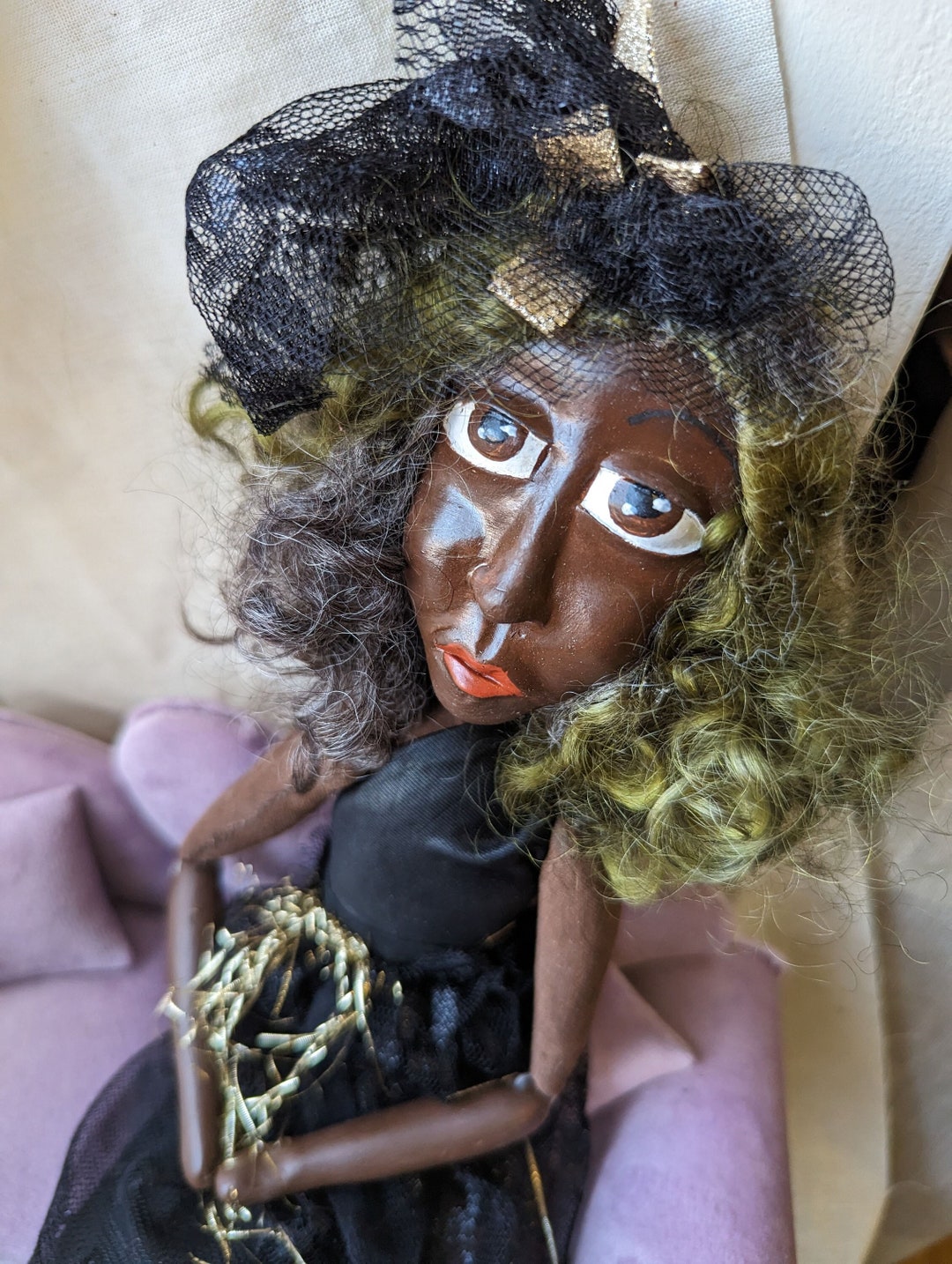 OOAK African American Art Doll, Melandolly Folk Art, Plaster & Cloth - Etsy