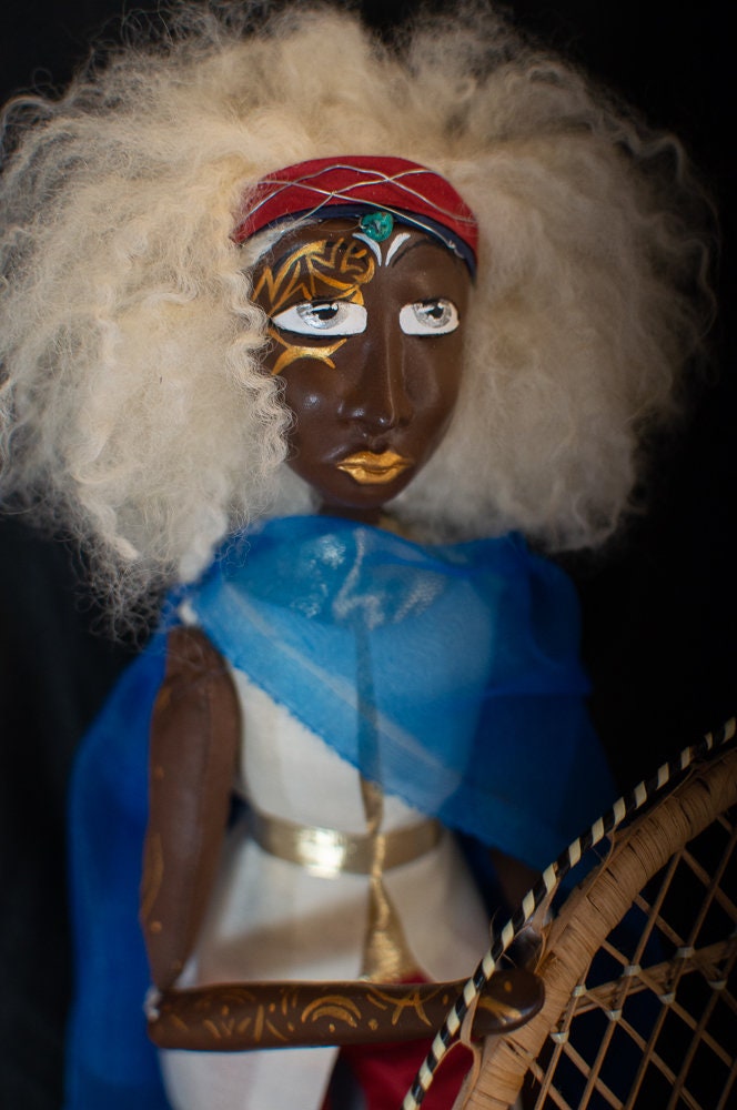 African American Black Art Doll OOAK Handmade Folk Clay Sculpture ...