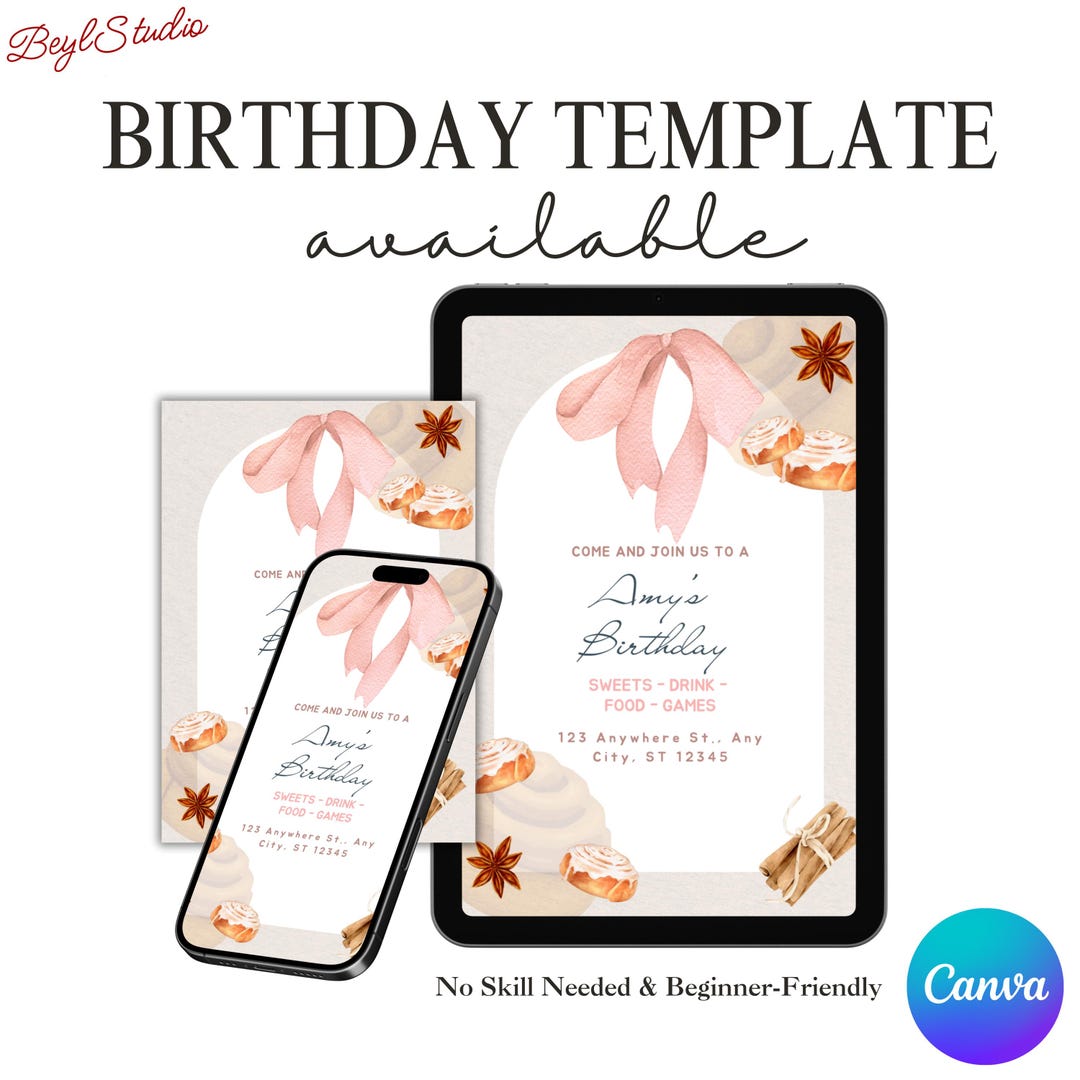 Cinnabon Birthday Invitation | Customizable Printable Template ...