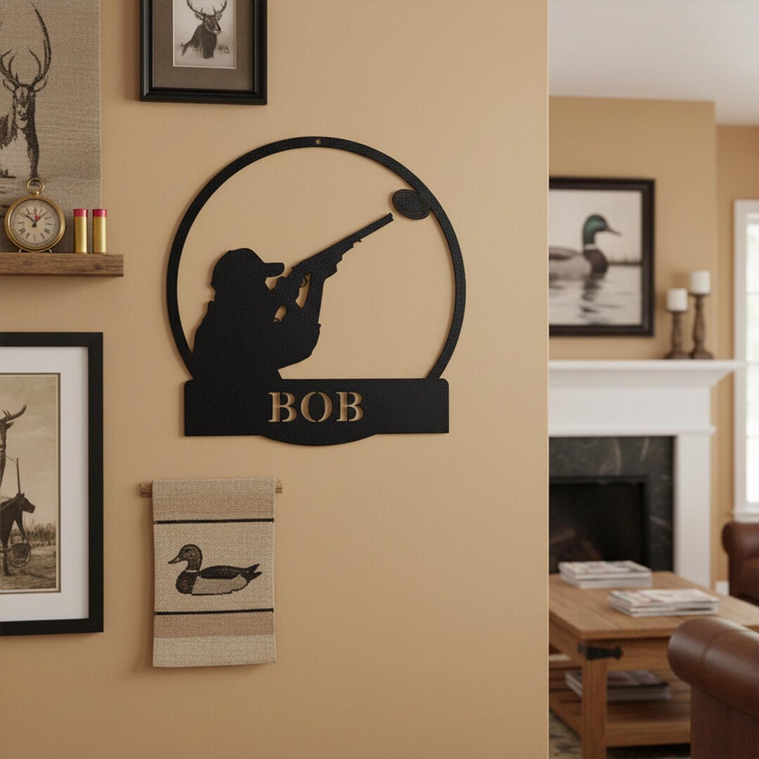 Personalized Clay Pigeon Shooting Metal Sign, Shotgun Name Sign, Custom ...