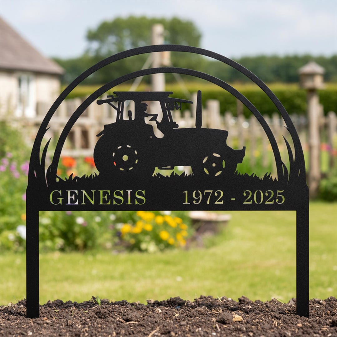 Custom Tractor Memorial Metal Stake, Farmer Memorial Sign, Farm Outdoor ...