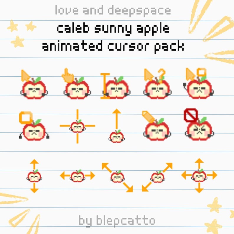Caleb Love and Deepspace Sunny Apple Custom Cursor Pack | Pixel Art ...