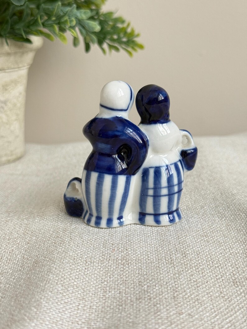 Vintage Russian Gzhel Blue & White Peasant Women Figurine • Hand ...