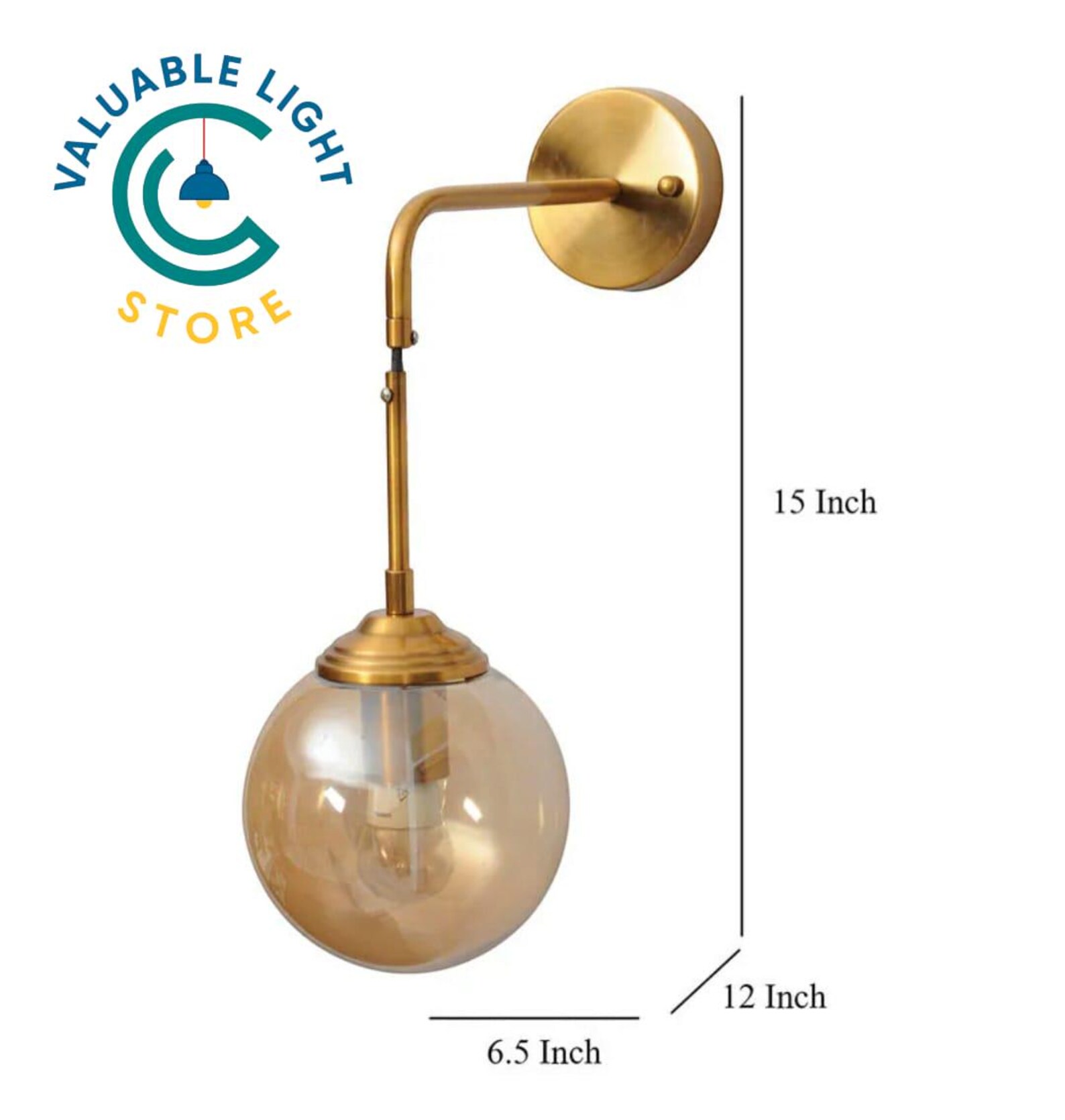 Retro Glass Ball Wall Light: Brass Fixture With White Cord - Etsy