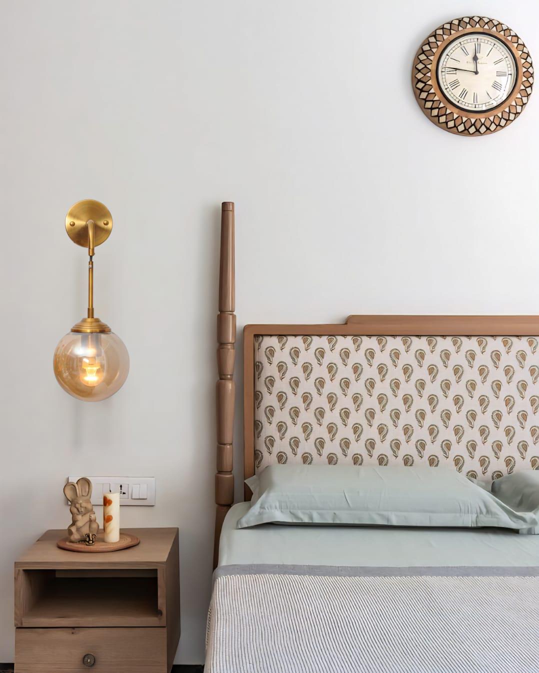 Retro Glass Ball Wall Light: Brass Fixture With White Cord - Etsy