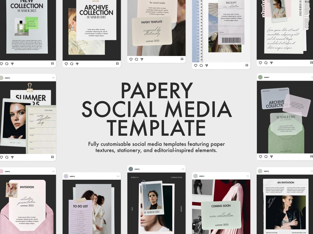 Paper Texture Social Media Template: Collage Style, Editorial Design ...